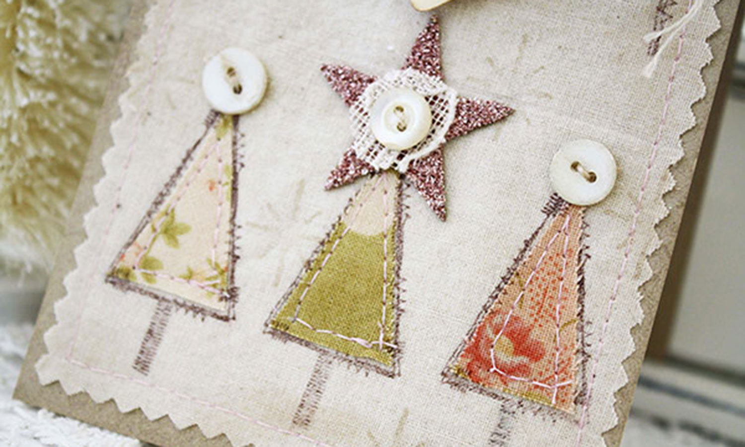 Stitched Christmas Fabric Card
