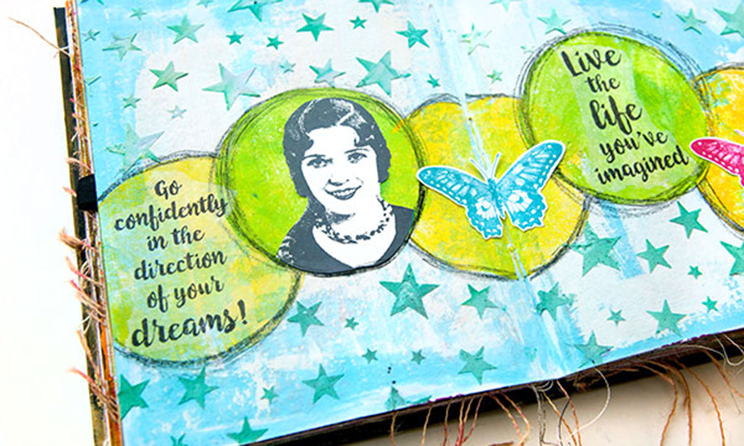 Starry Night Stencil Art Journal Page
