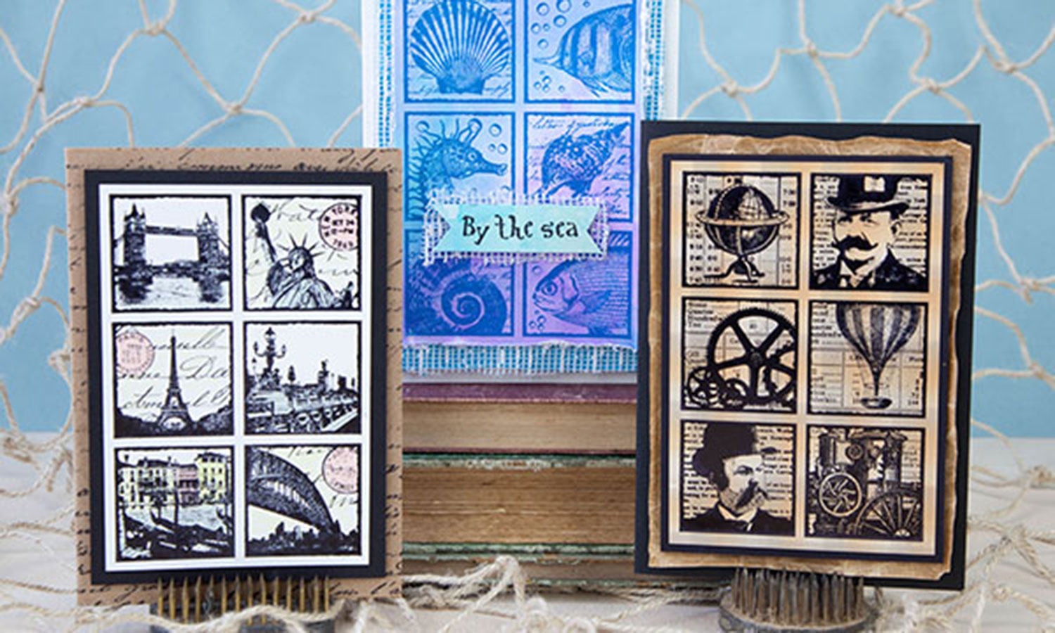 Three Collage Squares Cards